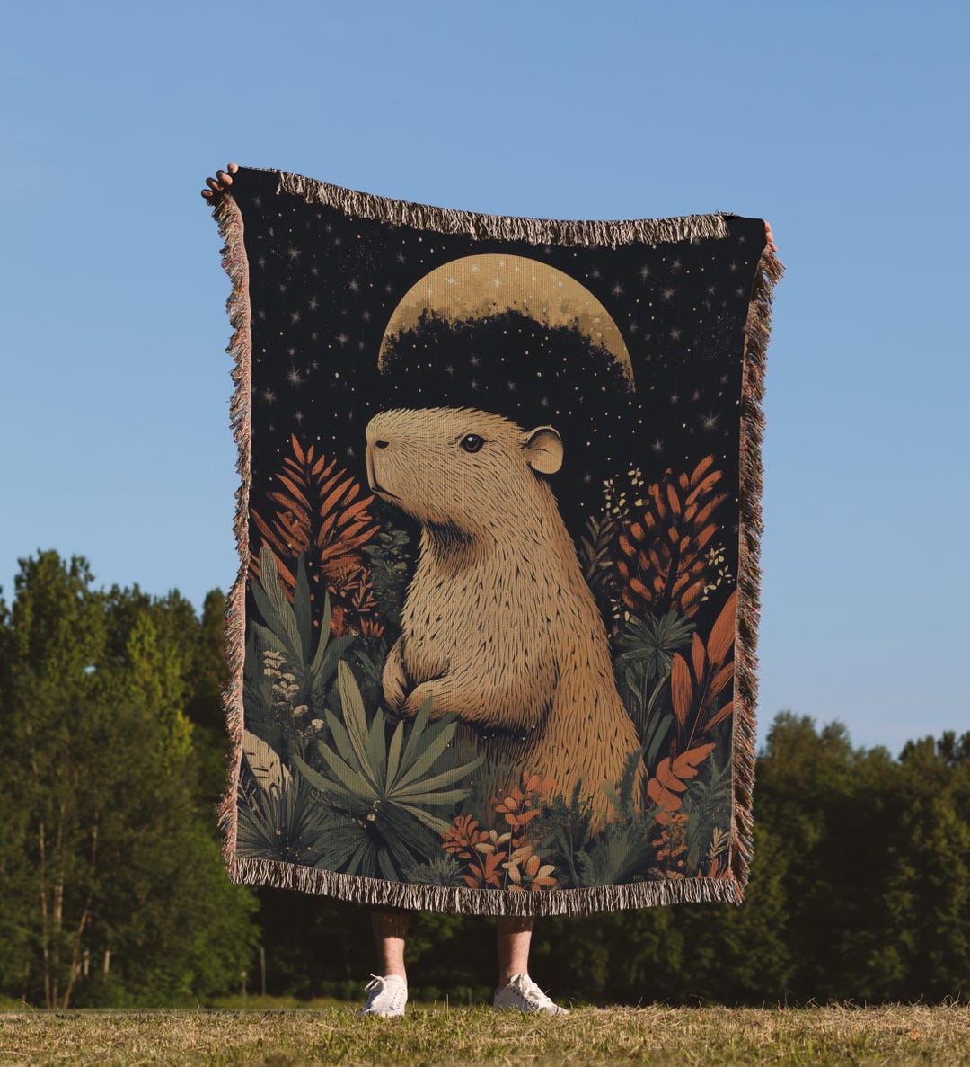 Capybara Woven Blanket - Capybara Woven Tapestry - Capybara Throw Wall ...