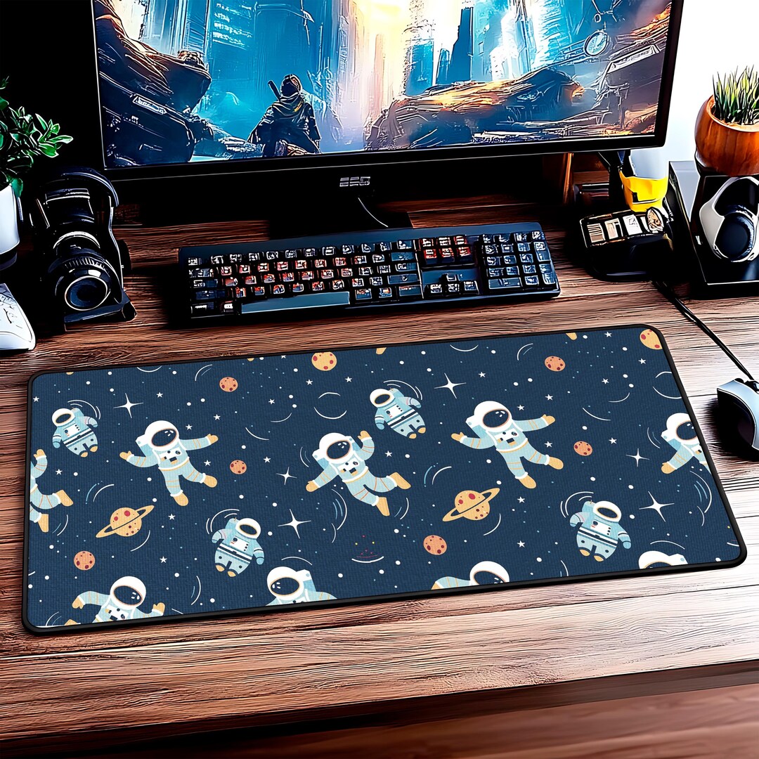 Galaxy Desk Mat, Universe Desk Mat, Astronaut Mouse Pad, Planets Desk ...