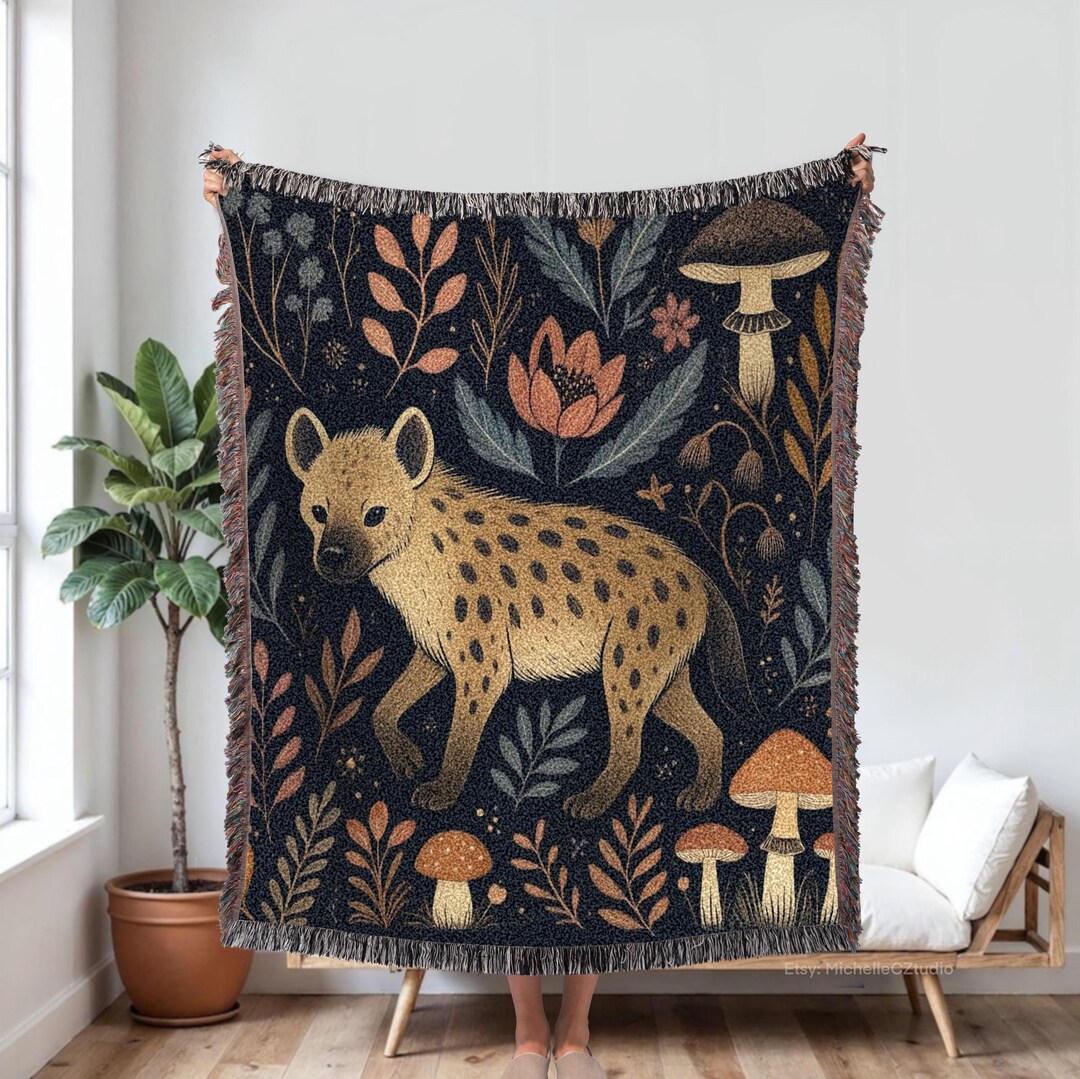 Hyena Woven Blanket, Hyena Woven Floral Tapestry, Hyena Lover Gifts ...