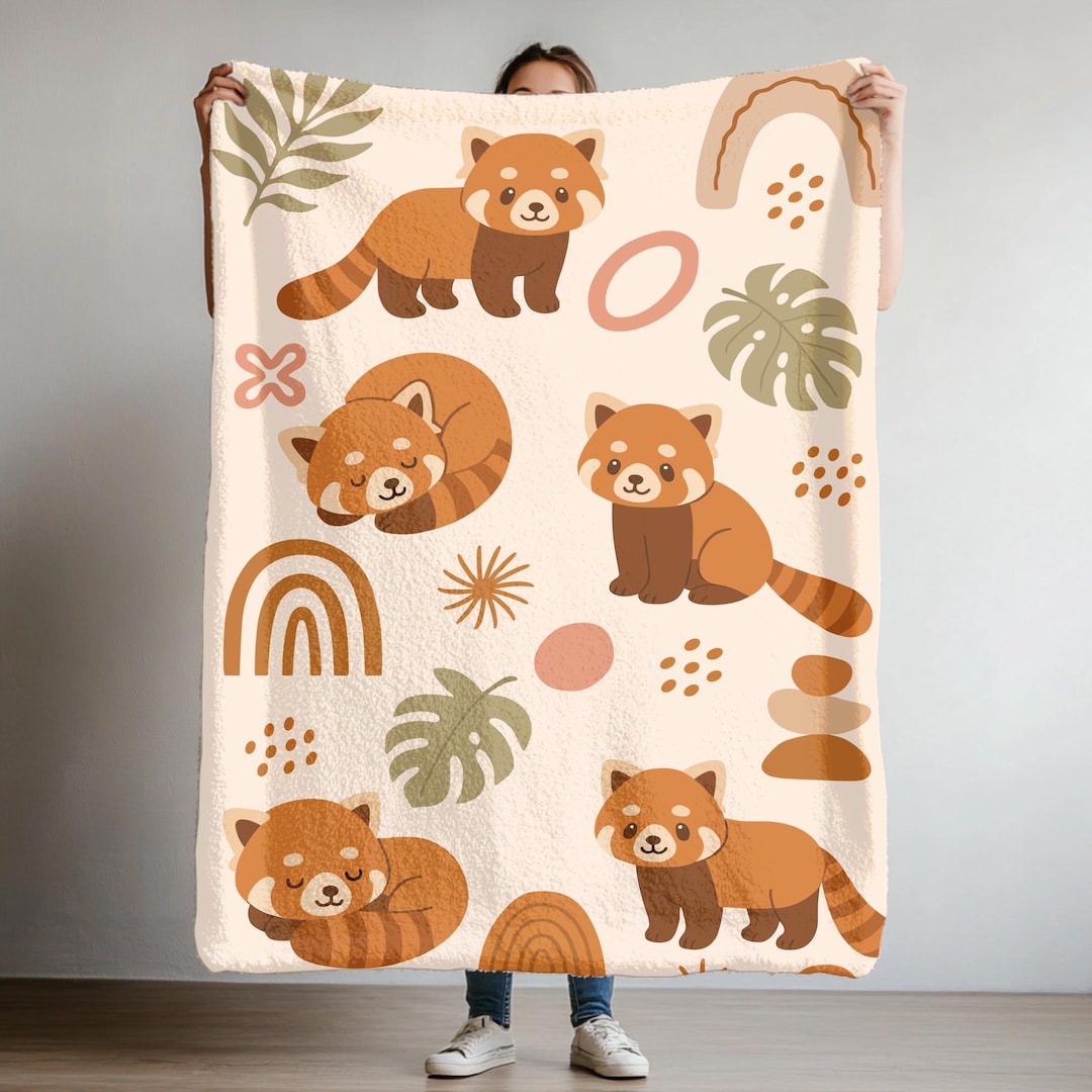 Red Panda Soft Blanket, Red Panda Velveteen Throw, Boho Red Panda ...