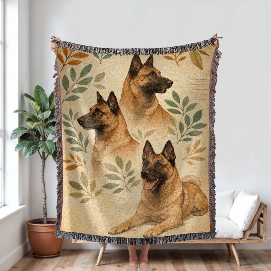 Belgian Malinois Boho Woven Blanket, Belgian Malinois Dog Baby Fleece ...