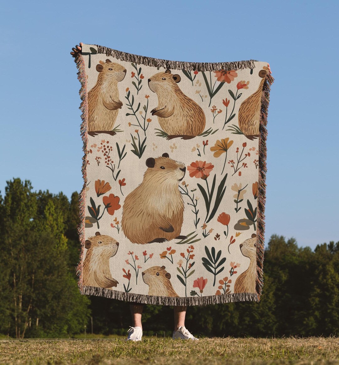 Capybara Woven Blanket Capybara Woven Tapestry Capybara Throw Wall ...
