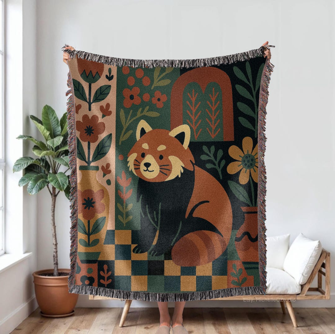 Red Panda Woven Blanket, Red Panda Colorful Tapestry, Red Panda Lover ...