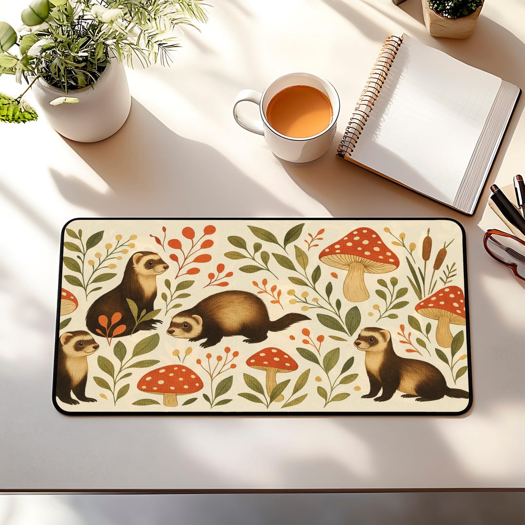 Ferret Desk Mat, Ferrets Cottagecore Desk Mat, Ferret Mouse Pad - Etsy