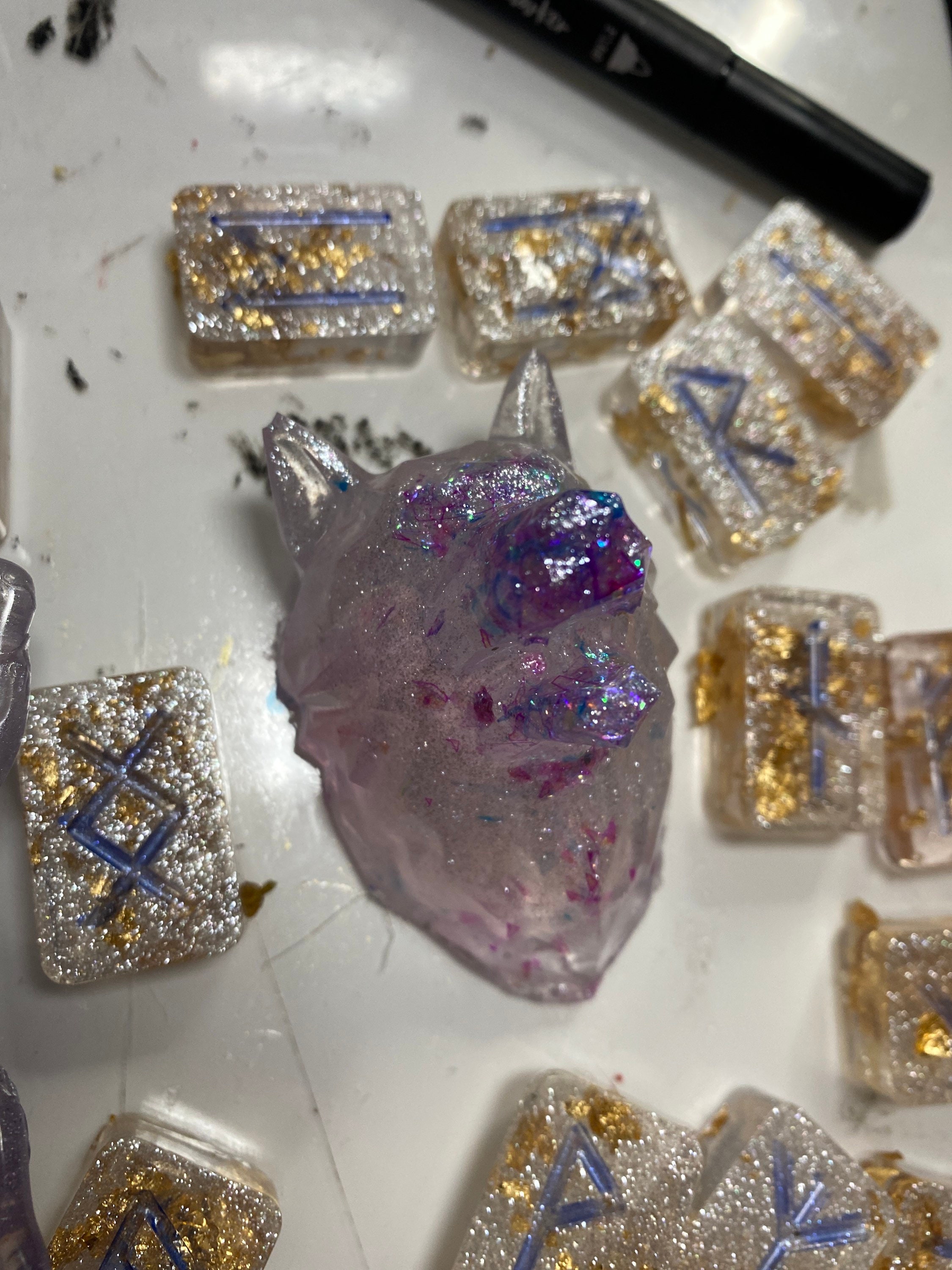 Epoxy Wolf With Runes - Etsy