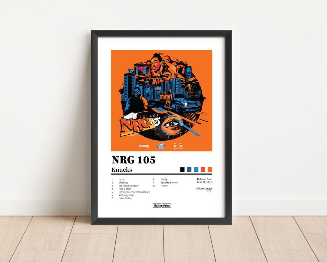 Knucks | "nrg 105" Album Cover Poster | Hip Hop Music Art Poster Print ...