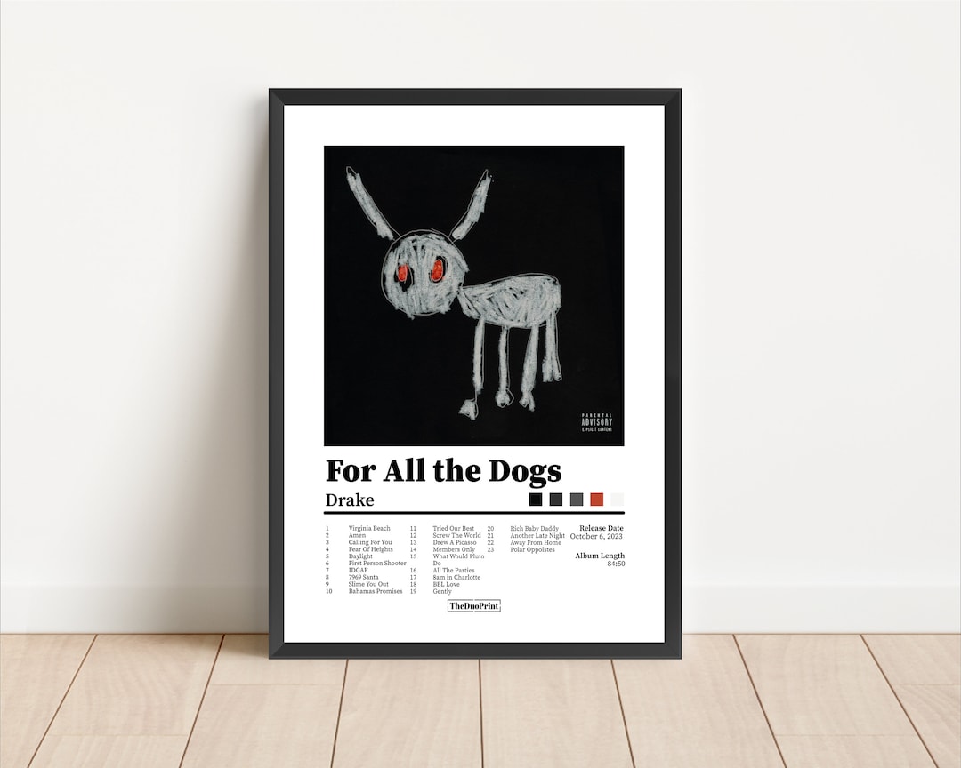 Drake for All the Dogs Album Cover Poster Hip Hop Rap Pop Music Art ...