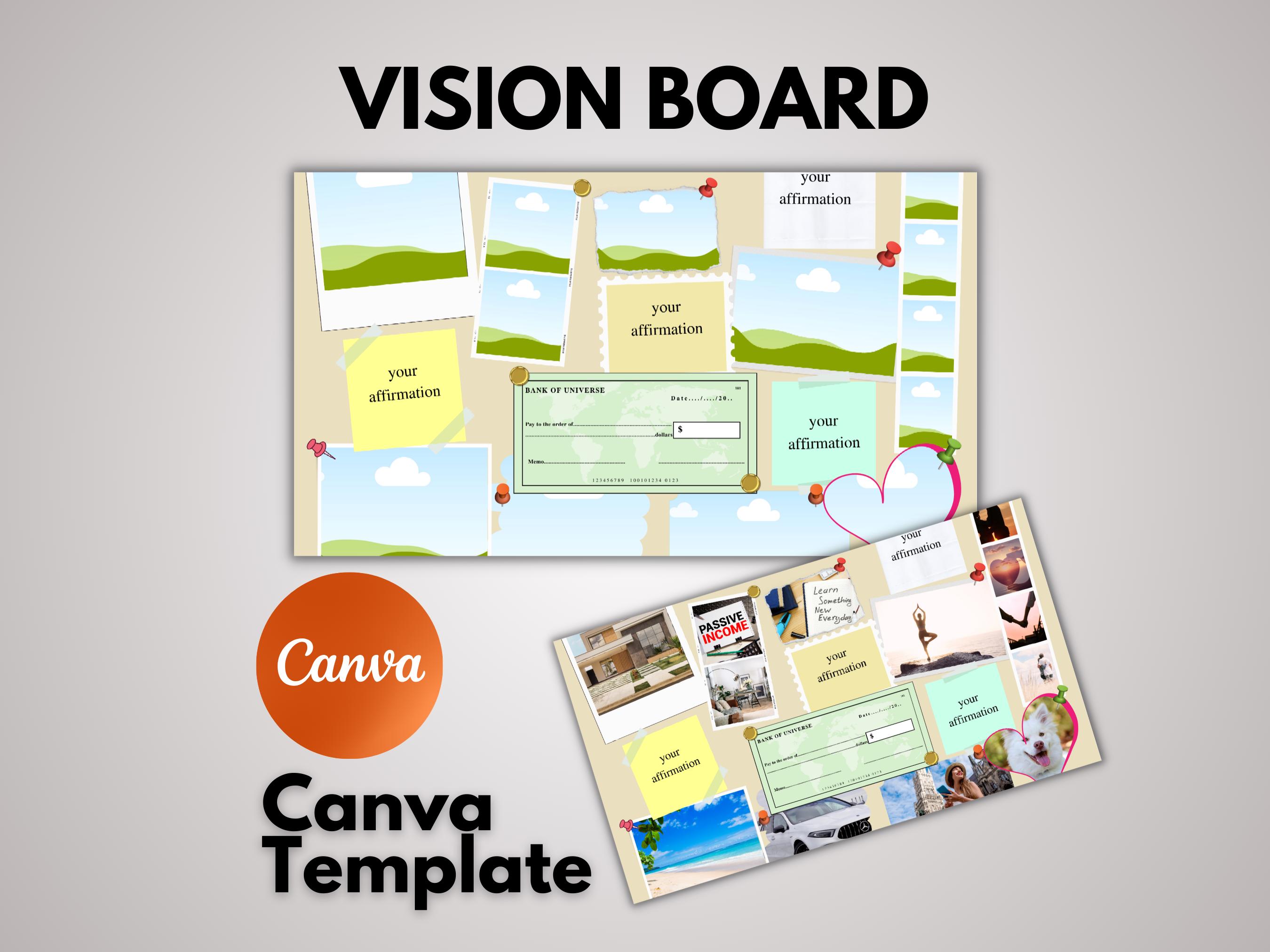 Vision Board Template Canva, Digital Vision Board, Editable Vision ...