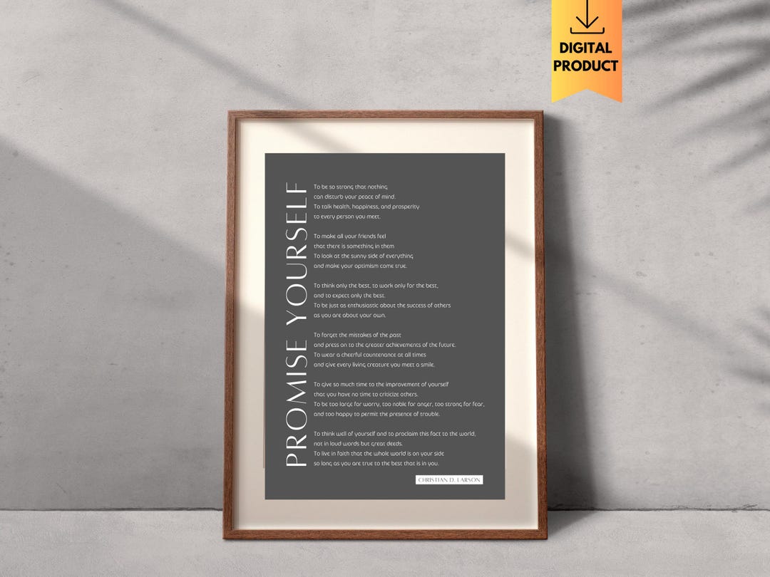 Promise Yourself Poem Print: Motivational Wall Art (digital Download ...
