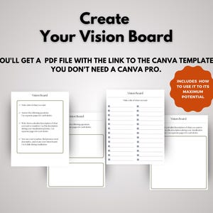 Vision Board Template, Canva Vision Board, Digital Vision Board for ...