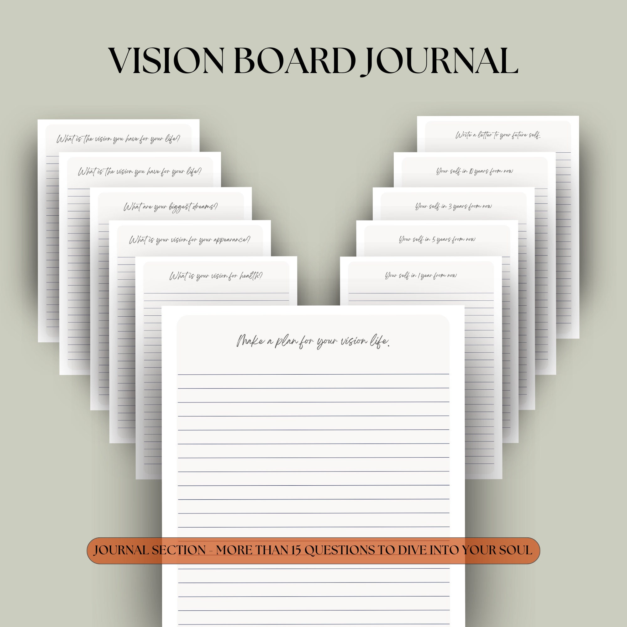 Vision Board Journal Printable 4 Sections for Reflection and Planning ...