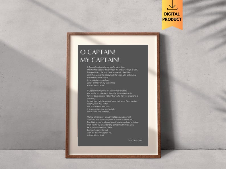 O CAPTAIN MY CAPTAIN! Digital Wall Art Poetry, Motivational and ...