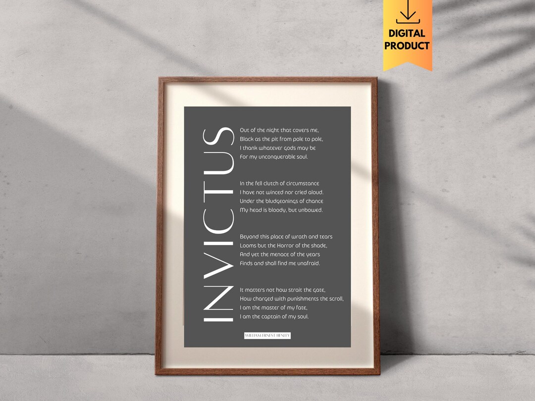 INVICTUS by William Ernest Henley, Wall Art Poetry, Digital Art ...