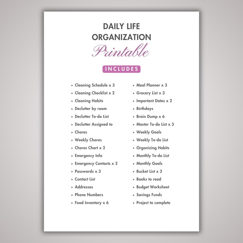 Daily Life Organization Printable | Ultimate Bundle | Digital Planner ...