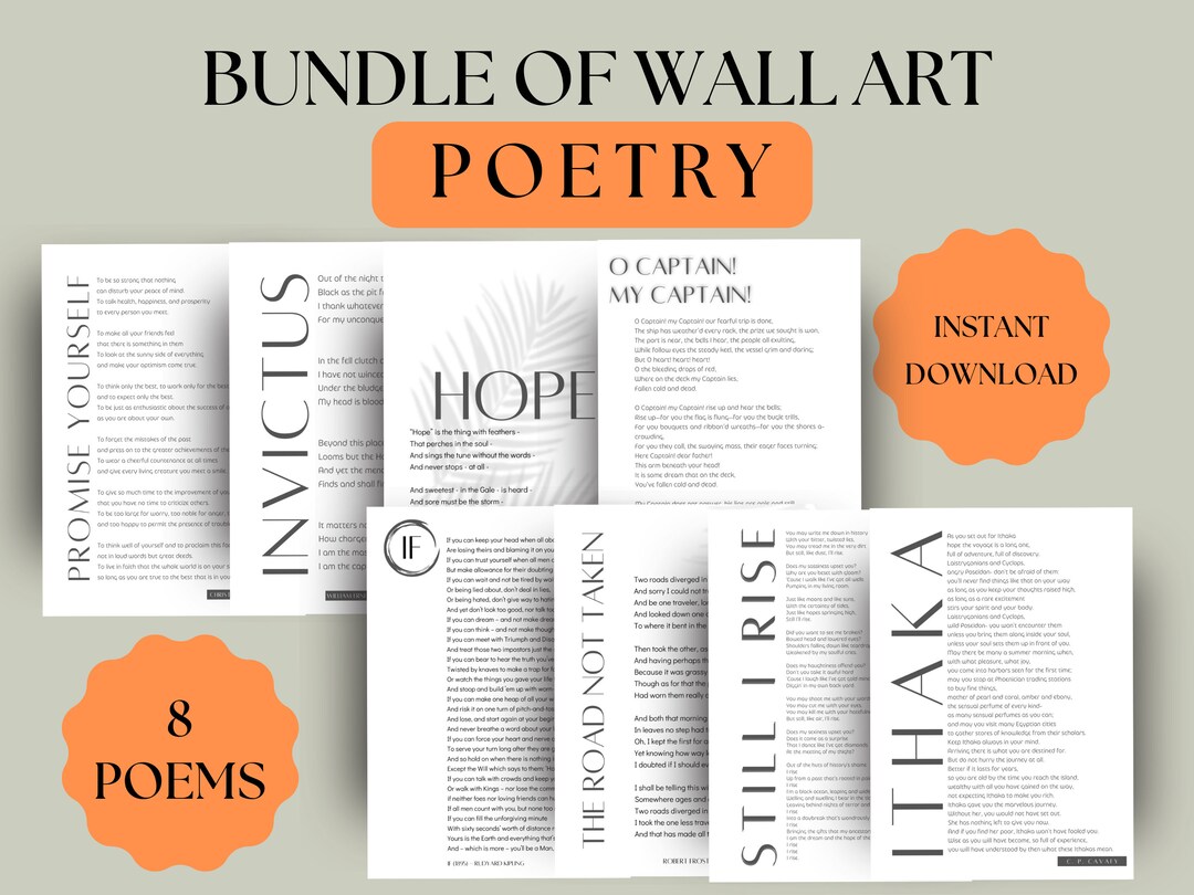 Ultimate BUNDLE of POETRY Wall Art, 8 Poems Included, Digital Printable ...