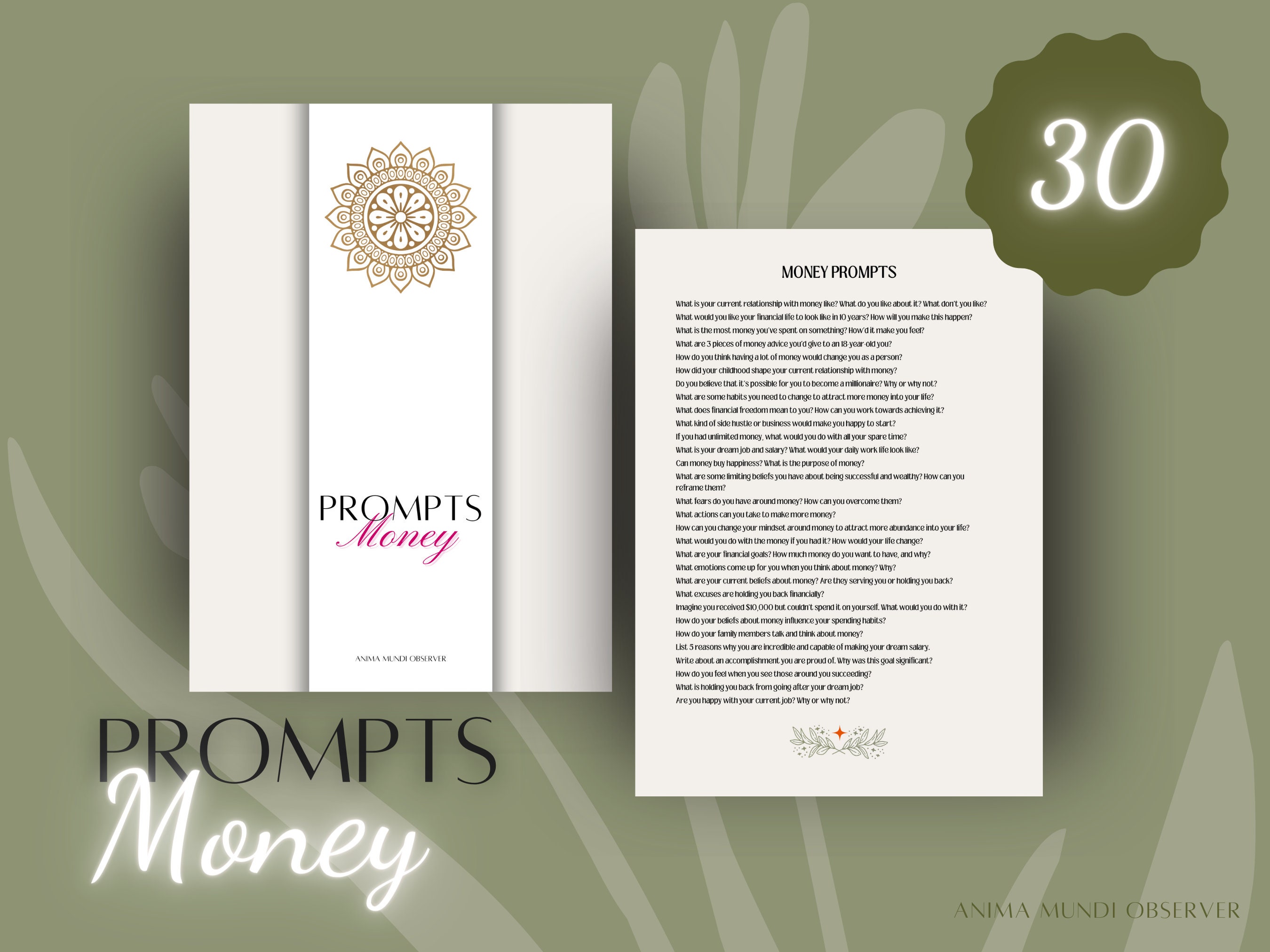90 Journal PROMPTS, Digital Printable Journal, Money-health ...
