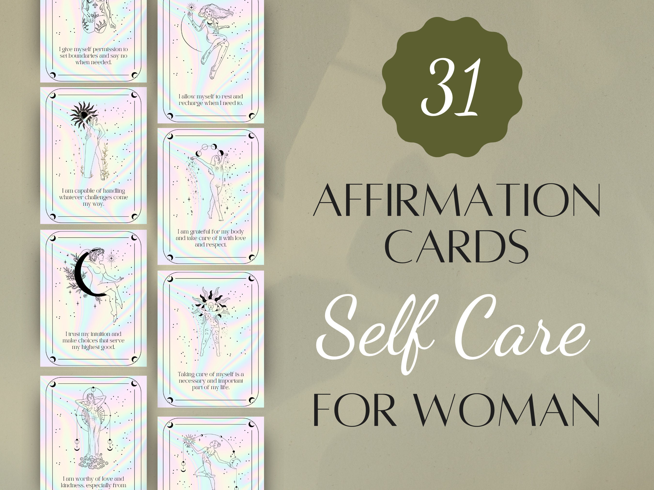 Affirmation Cards for Self Care, Card Decks for Women, 31 Cards for ...