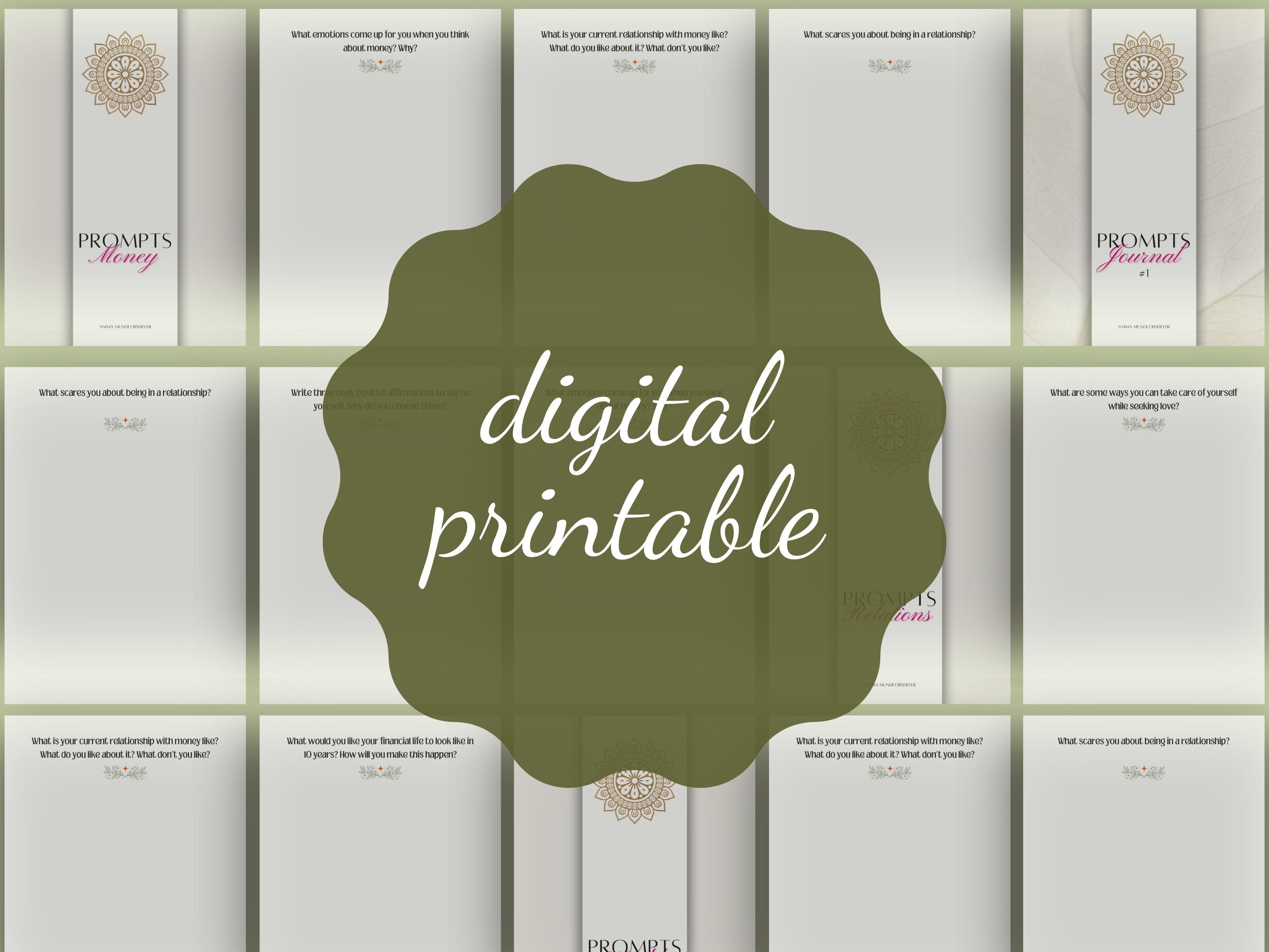 90 Journal PROMPTS, Digital Printable Journal, Money-health ...