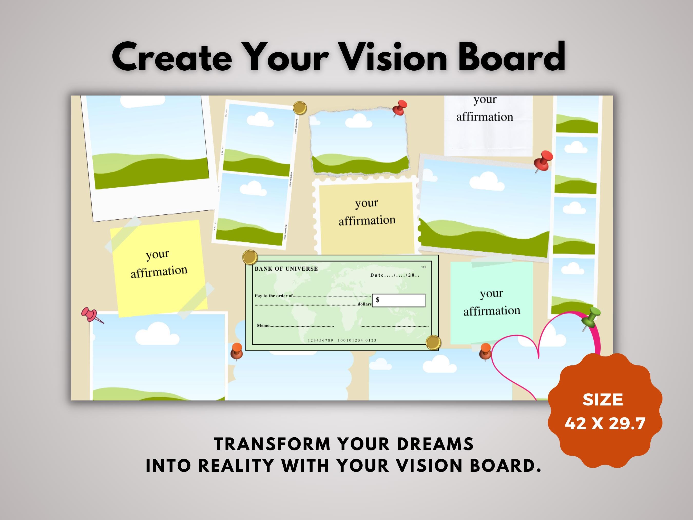 Vision Board Template Canva, Digital Vision Board, Editable Vision ...
