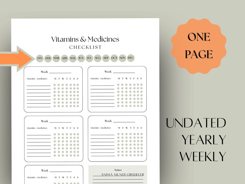 Vitamins & Medicines Checklist: Minimalist Printable (digital Download ...