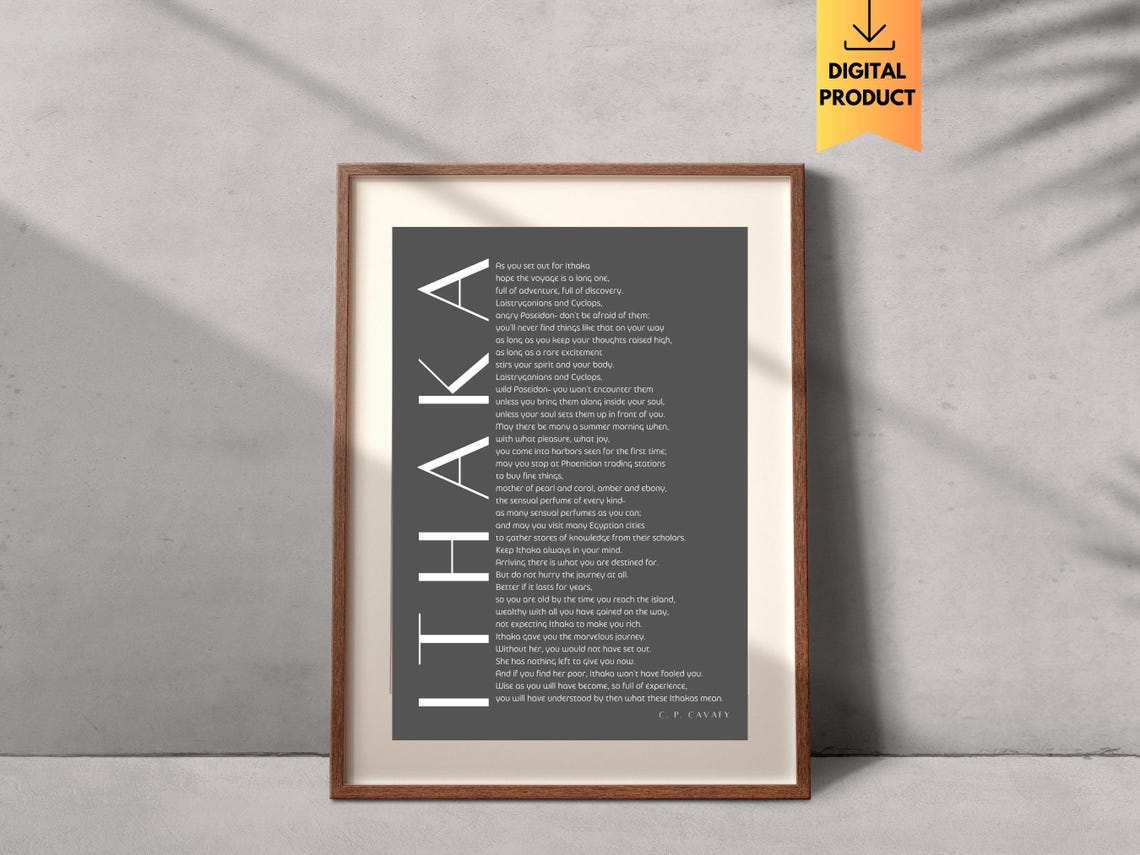 ITHACA Poem by Constantine Cavafis, Inspirational Digital Wall Art ...