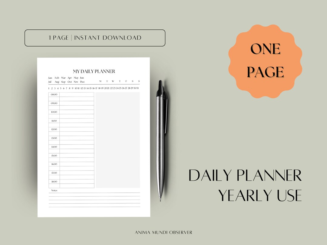 Daily Planner – Digital Printable – Minimalist Design – Unlimited Use ...