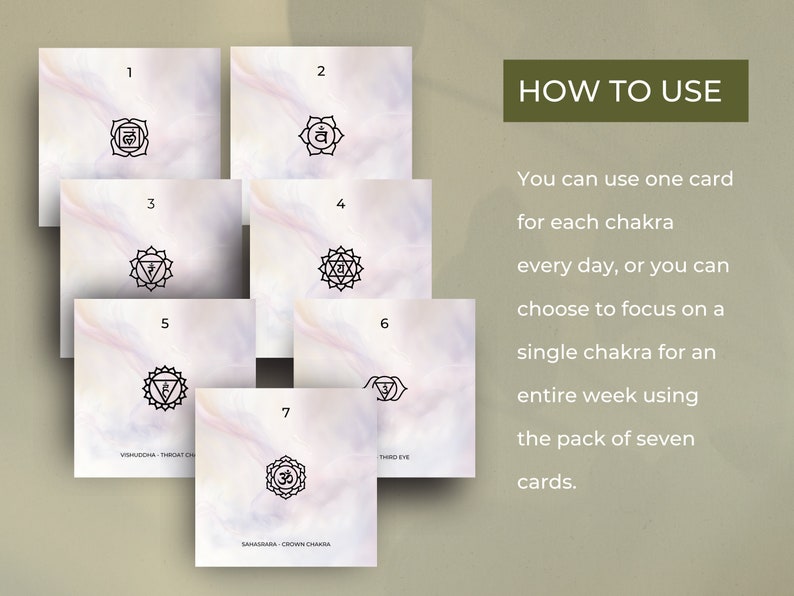 Affirmation Cards CHAKRAS, 49 Affirmations, 7 Chakras, Healing Cards, Activation Chakras, Self ...