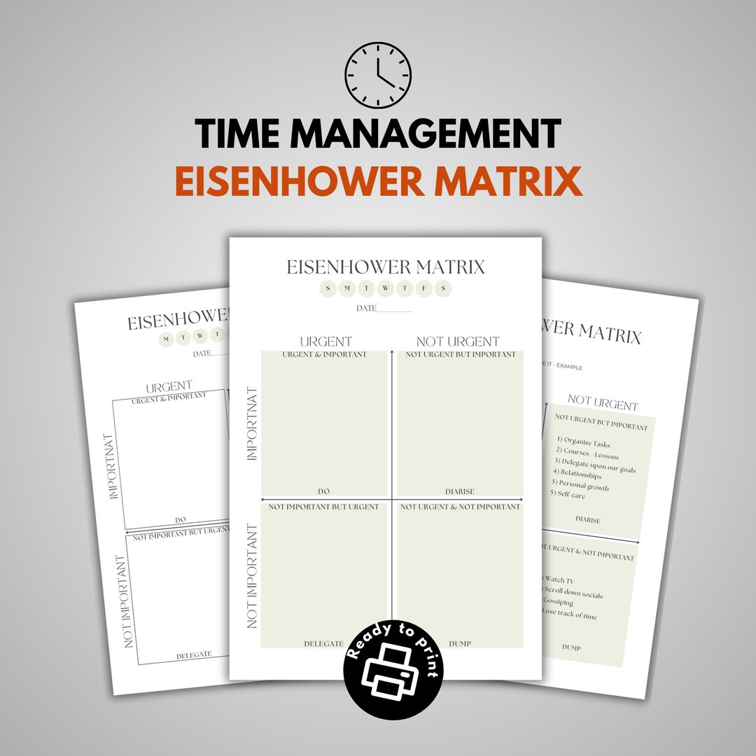 Eisenhower Matrix Time Management Printable | Prioritization Planner ...