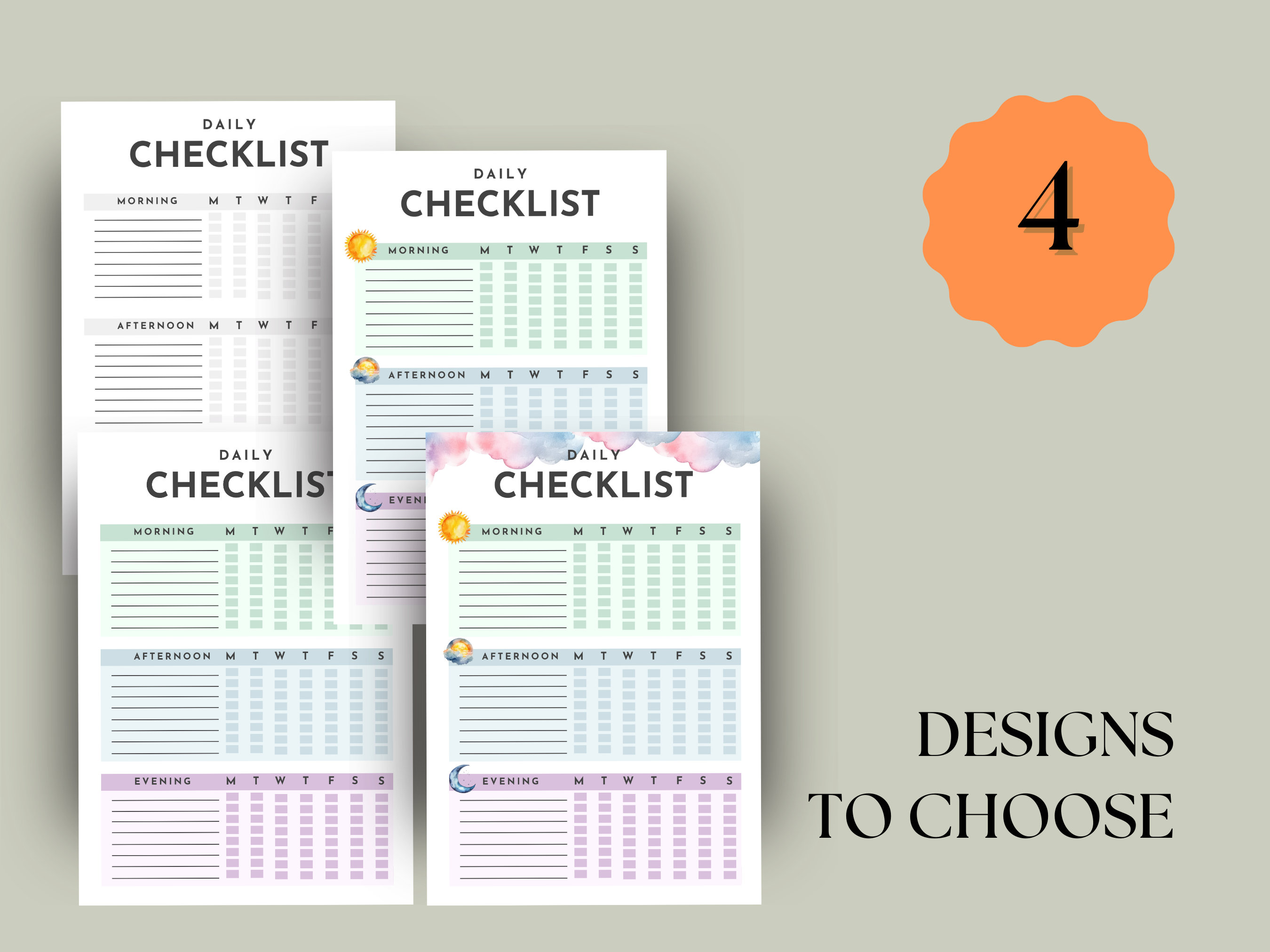 Daily Checklist Digital Printable Blank Checklist Colorful & - Etsy