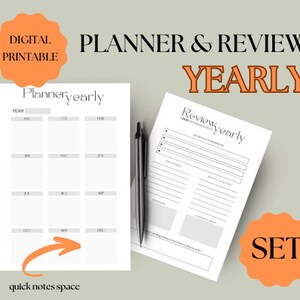 Yearly Planner & Review Digital Printable With Quarterly - Etsy
