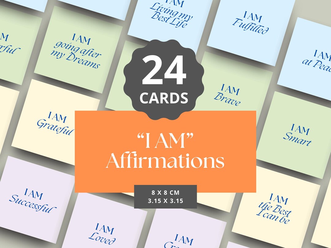 Affirmation Cards "i Am", Boost Your Self-esteem, 24 Digital Cards ...