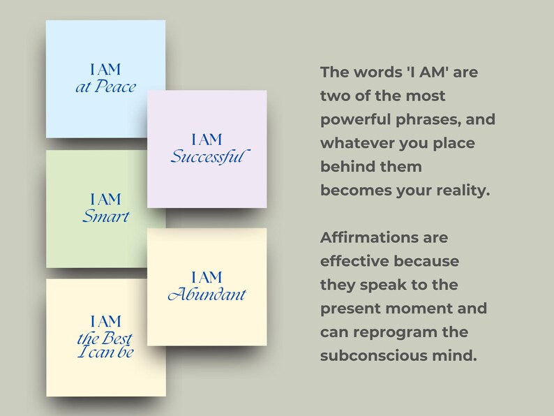 Affirmation Cards "i Am", Boost Your Self-esteem, 24 Digital Cards ...