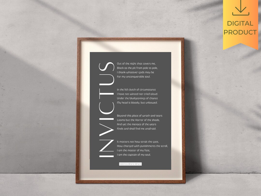 INVICTUS by William Ernest Henley, Wall Art Poetry, Digital Art ...