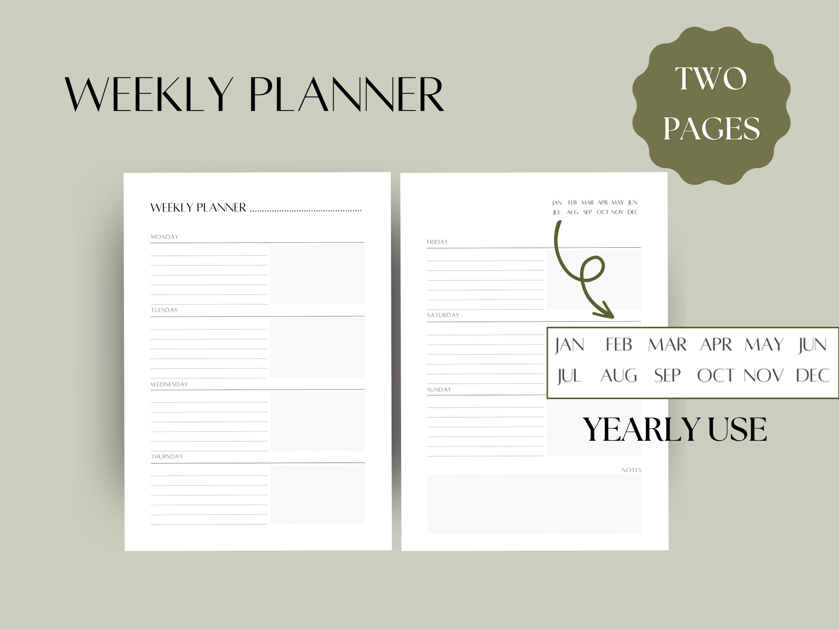 Ultimate BUNDLE Planner – Hourly/weekly/monthly – Digital Printable – 2 Pages Planners – Time ...