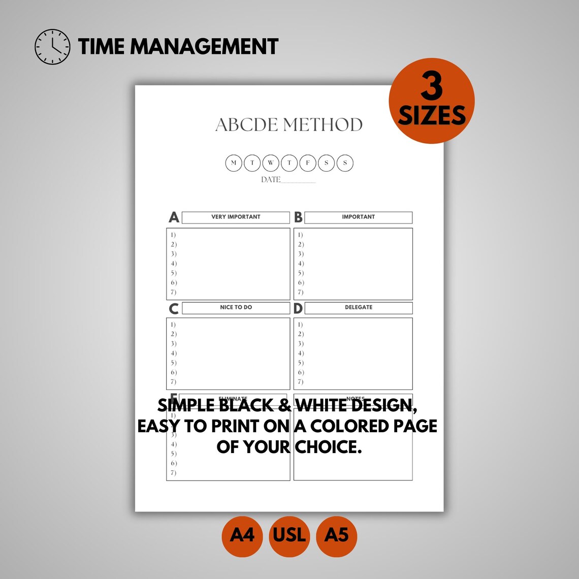 ABCDE Method Planner | Task Prioritization Printable | Daily ...