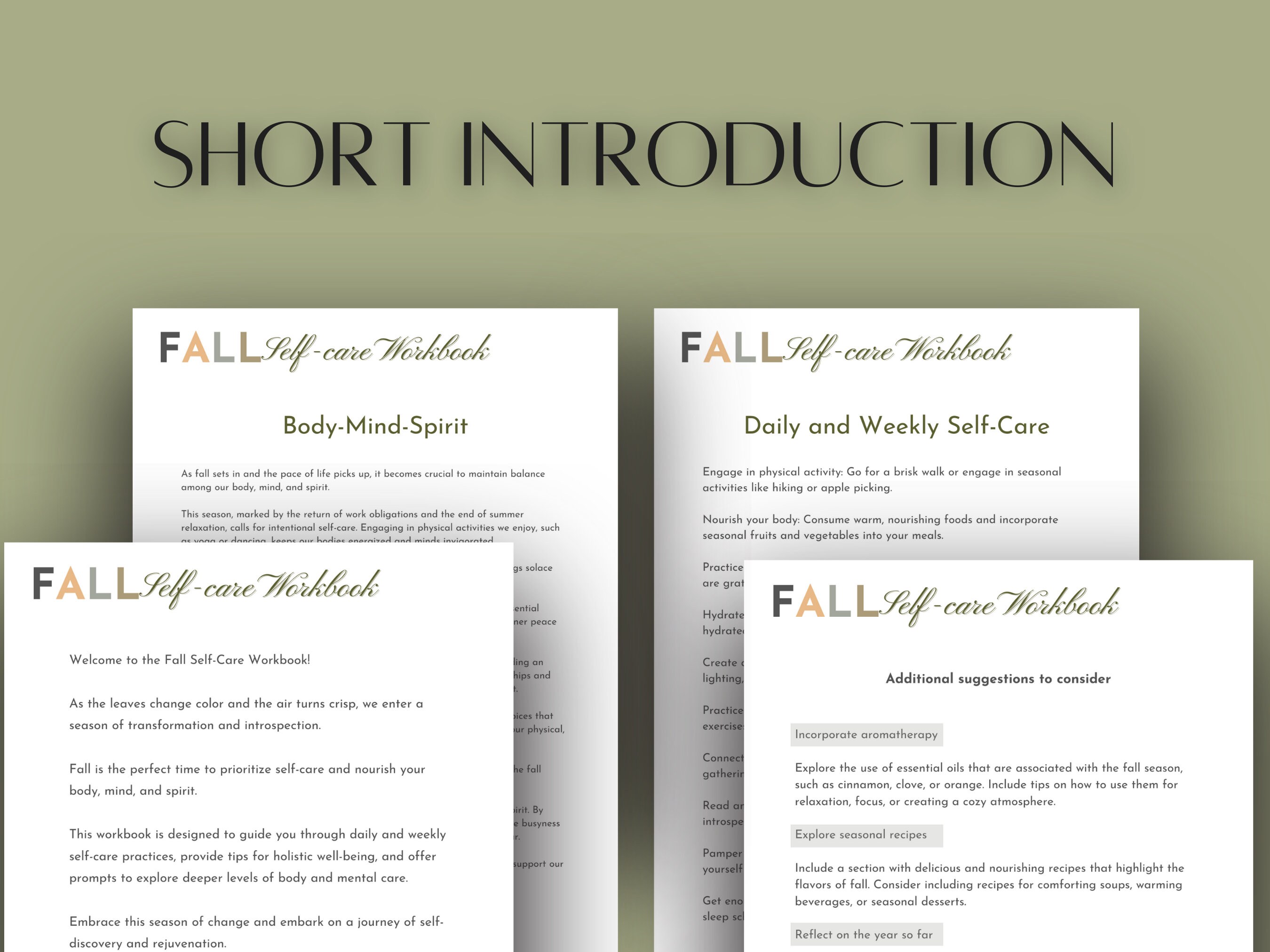 FALL Self-care Digital Printable Workbook Planner Body and - Etsy