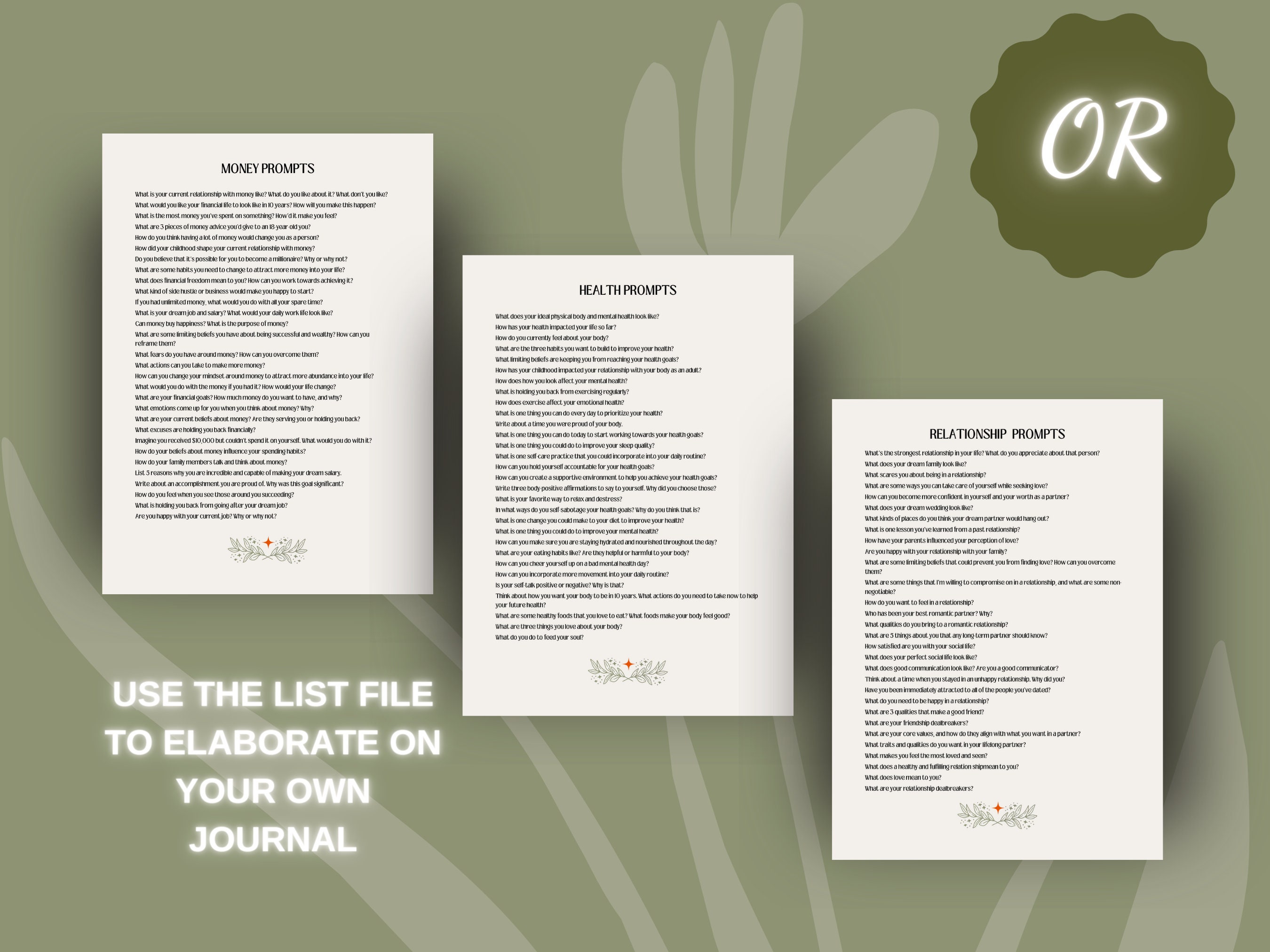 90 Journal PROMPTS, Digital Printable Journal, Money-health ...