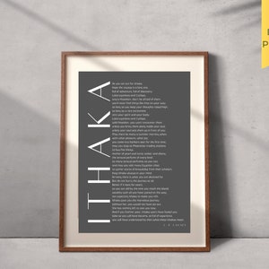 ITHACA Poem by Constantine Cavafis, Inspirational Digital Wall Art ...