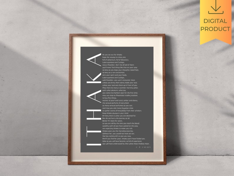 ITHACA Poem by Constantine Cavafis, Inspirational Digital Wall Art ...