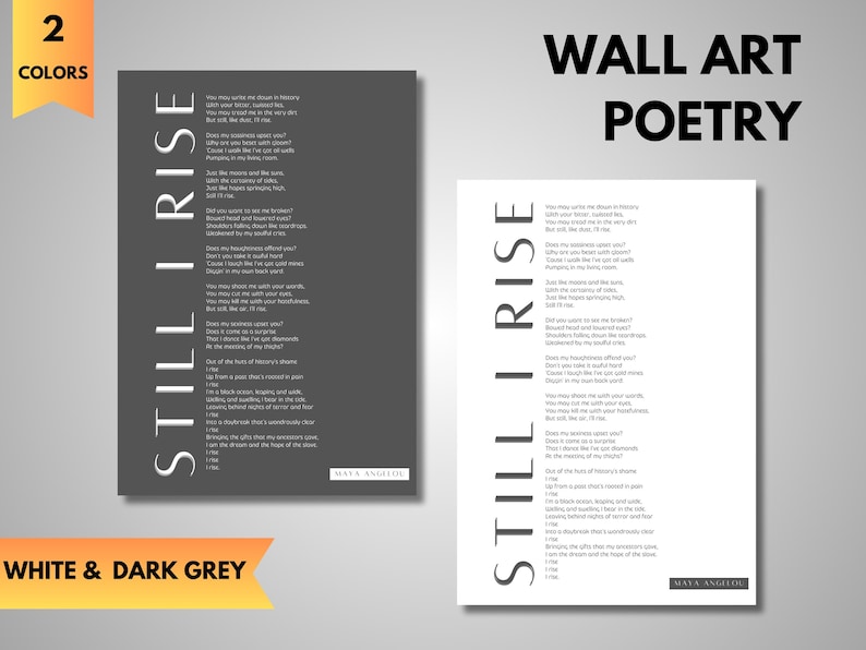 Maya Angelou 'still I Rise' Poem Print: Minimalist Typography (digital ...