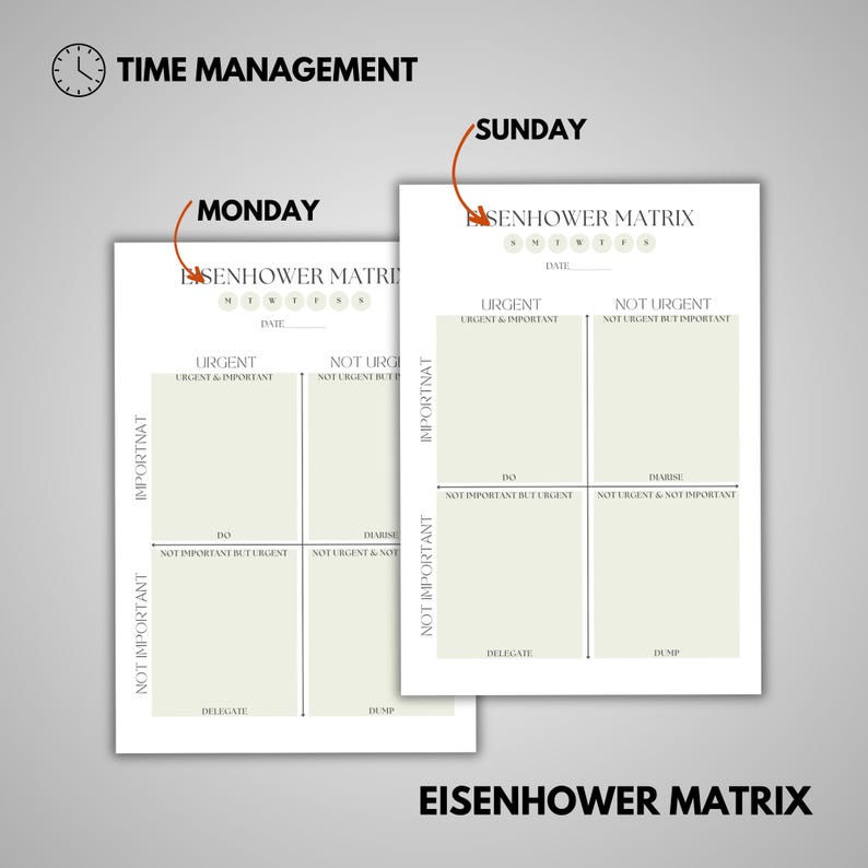 Eisenhower Matrix Time Management Printable | Prioritization Planner ...