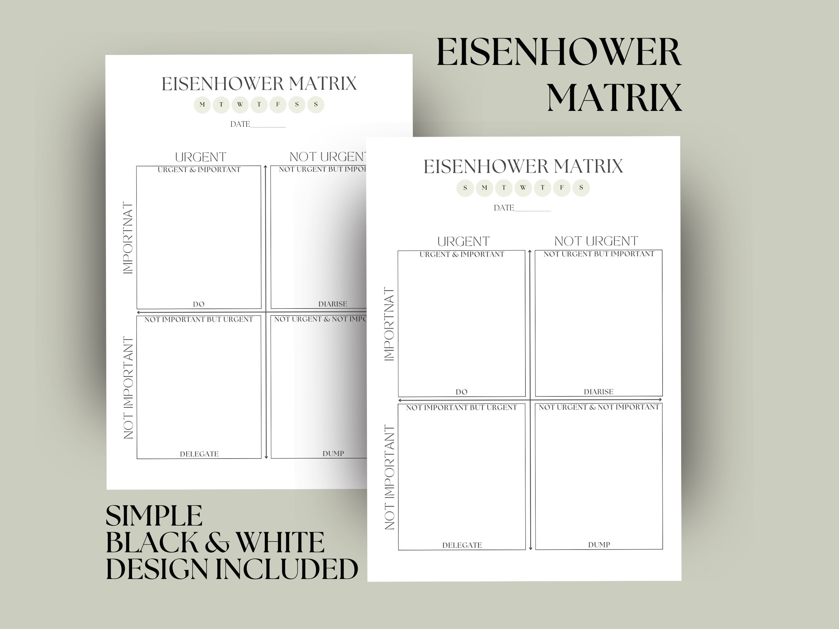 Time Management Method EISENHOWER Matrix Digital Printable - Etsy