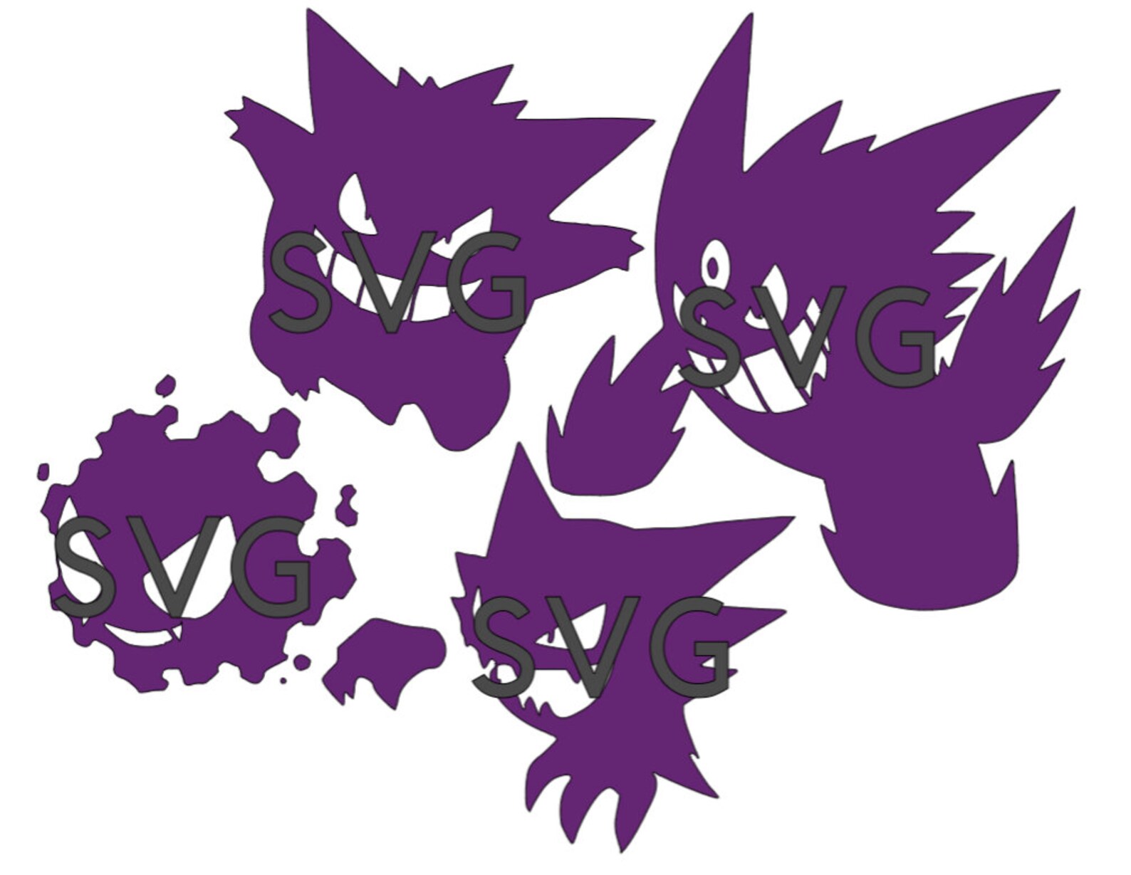Gastly, Haunter, Gengar and Mega Gengar Svg's - Etsy