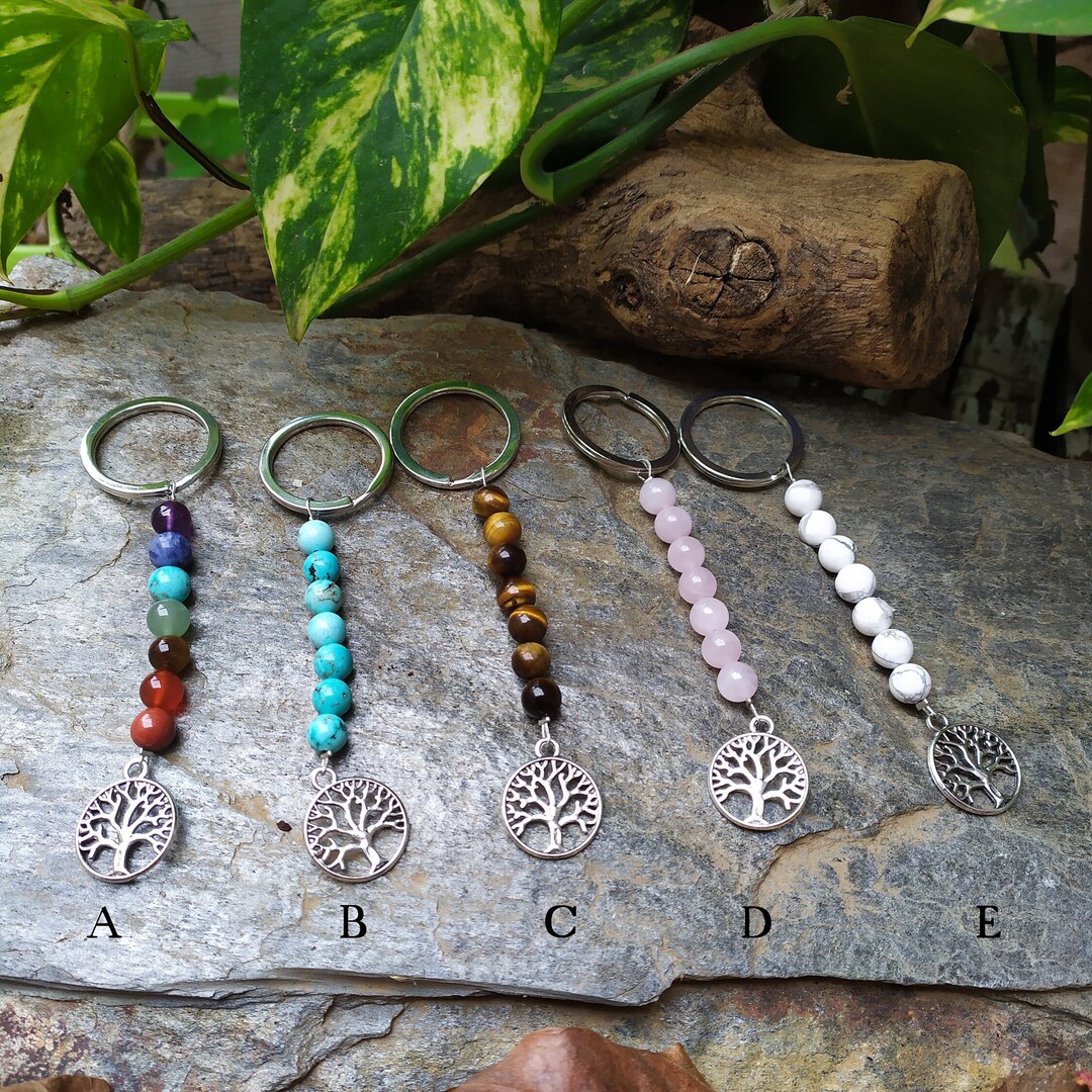 Tree of Life Key Ring/semi-precious Stone Bag Jewelry Lithotherapy ...
