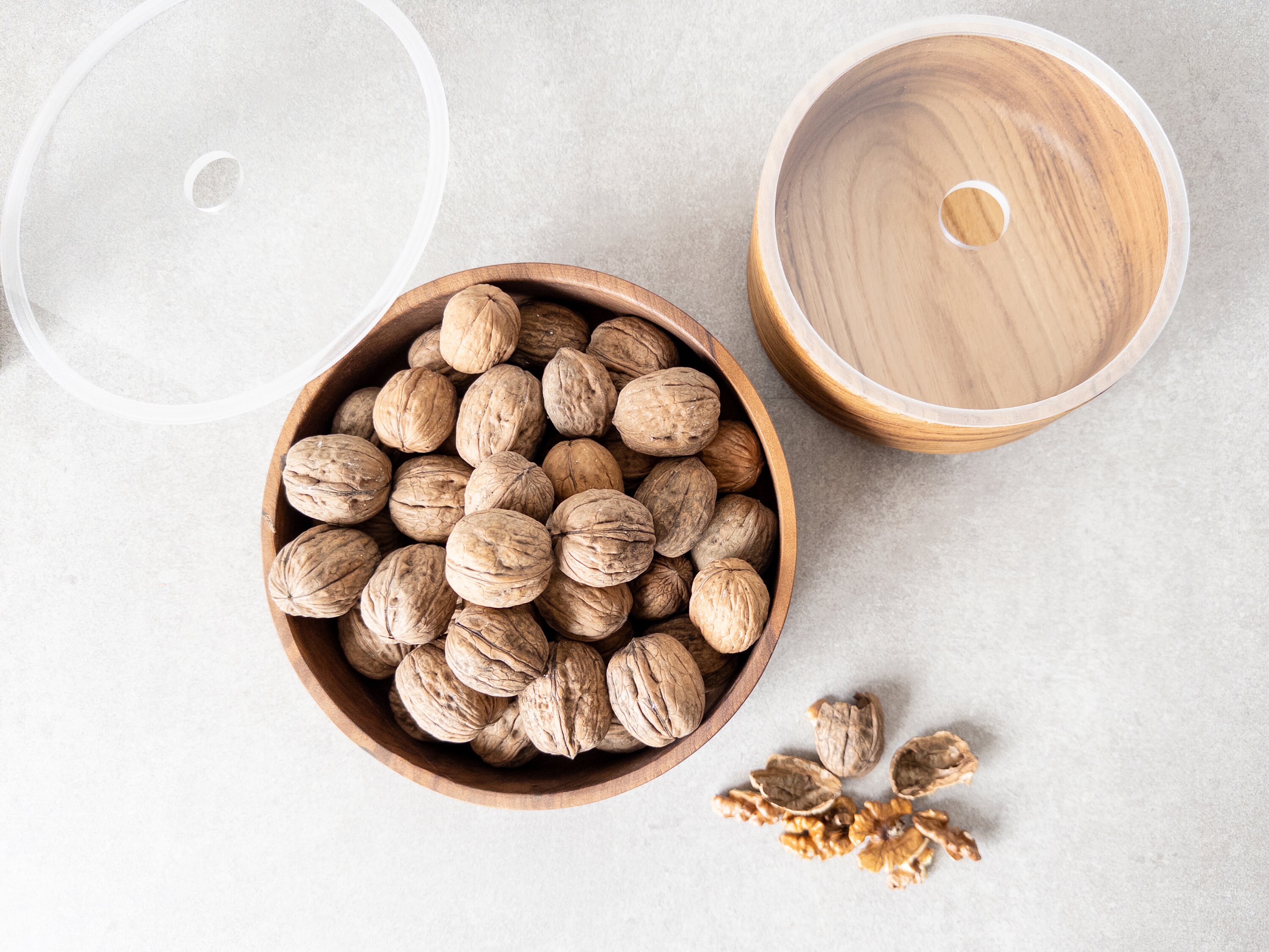 Handmade Wooden Bowl, Walnut and Chestnut Cup With Cover, Wooden Pot ...