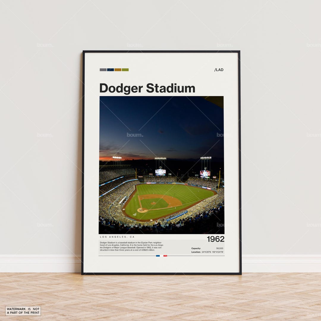 Dodger Stadium Poster, Los Angeles Dodgers Poster Print, MLB Stadium ...