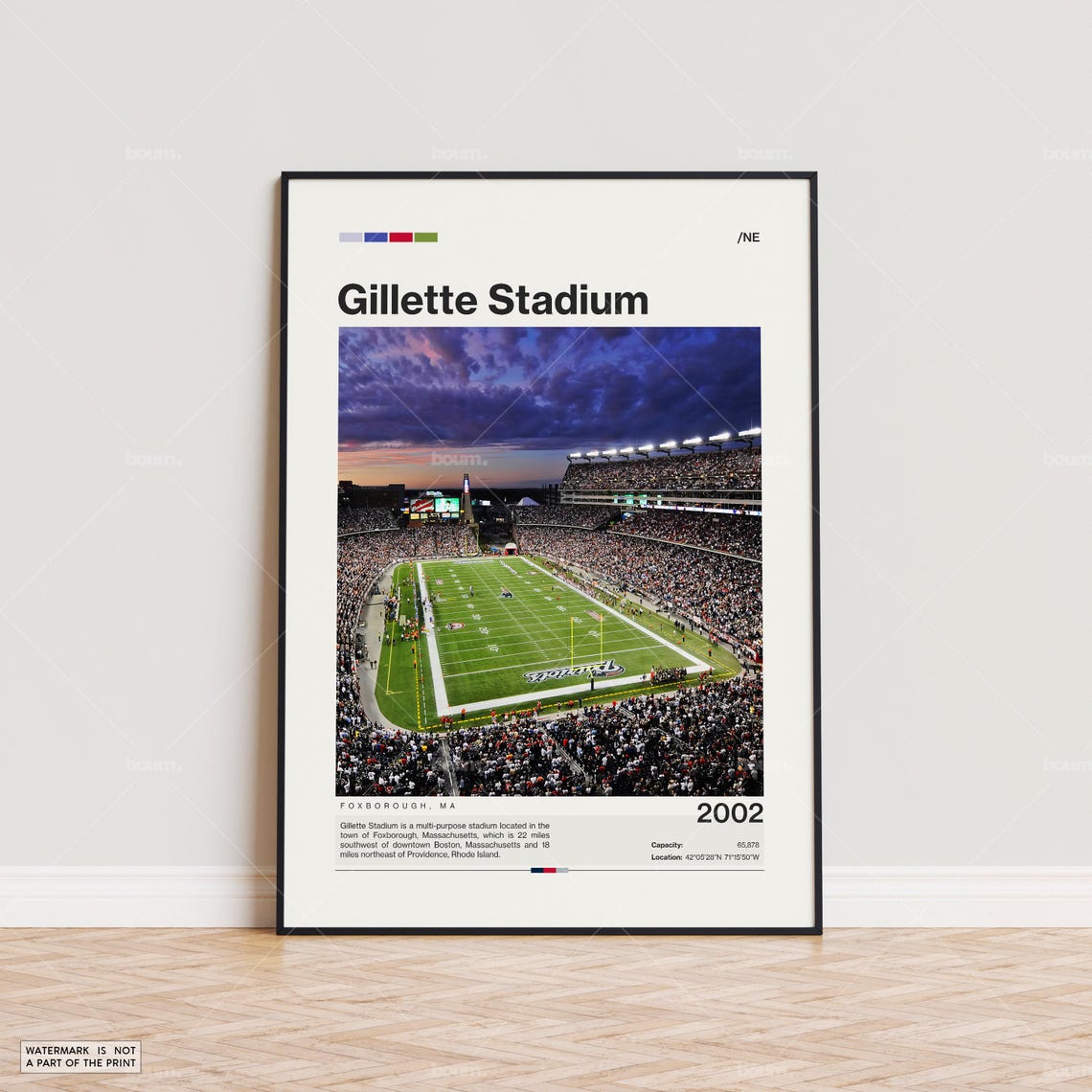 Gillette Stadium Poster, New England Patriots Poster Print, NFL Stadium ...