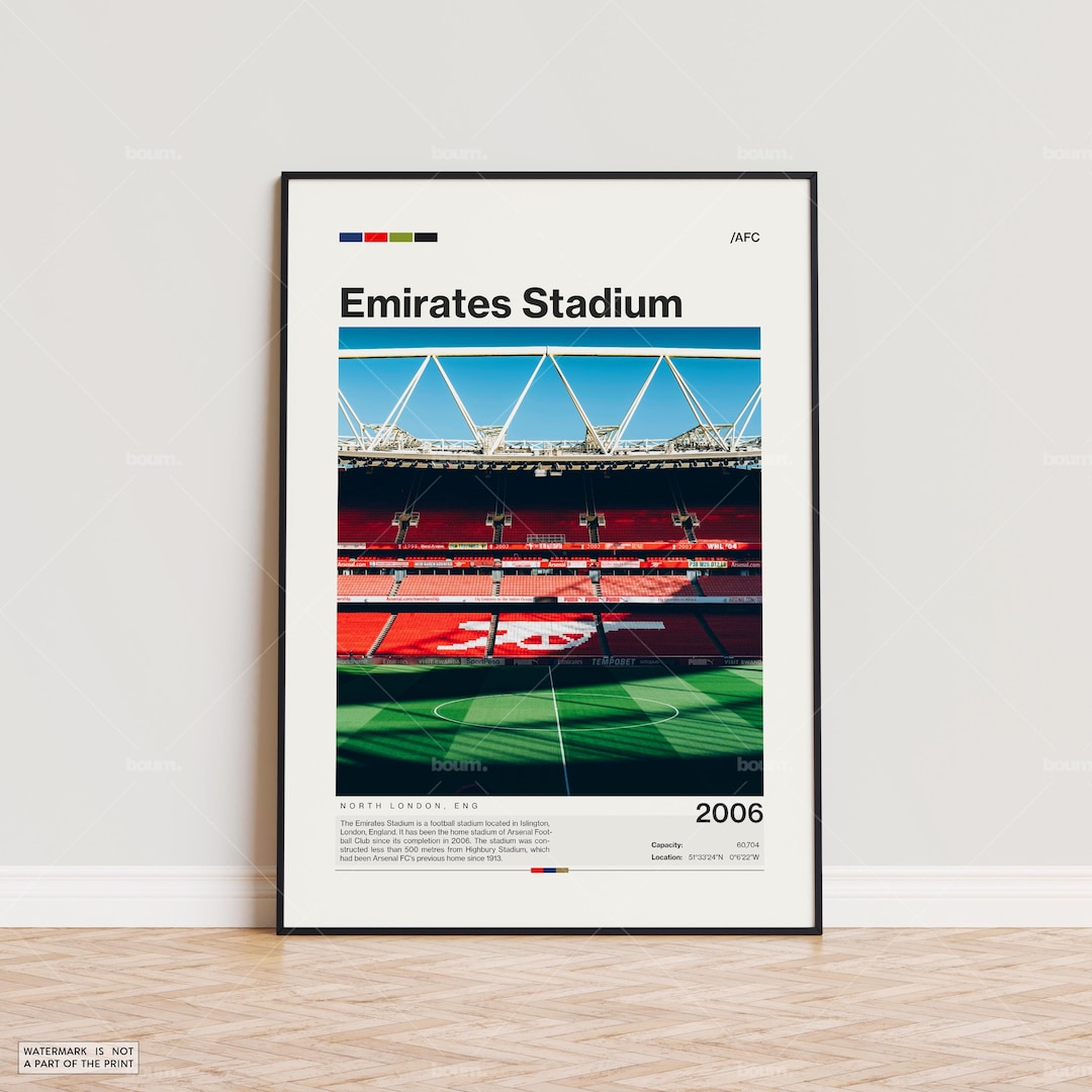 Emirates Stadium Poster, Arsenal FC Poster Print, Football Stadium ...