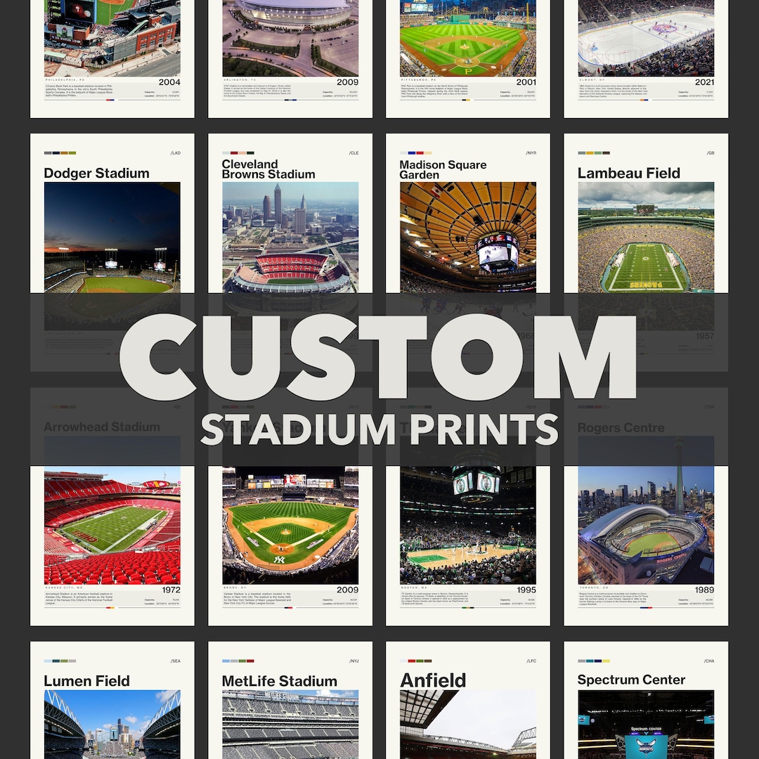 Custom Stadium Poster, Sports Gift, Baseball Poster, Football Stadium ...