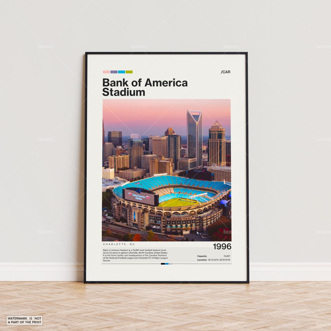 Bank of America Stadium Poster, Carolina Panthers Poster Print, NFL ...